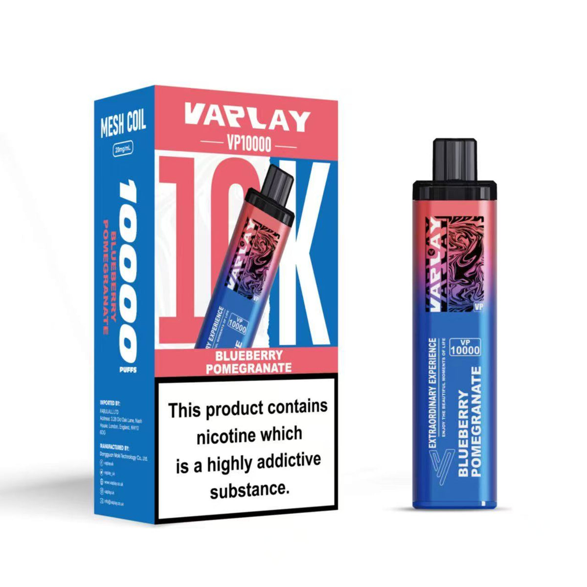 VAPLAY VP10000 Vape Pod Kit - 20mg - 5 Pack